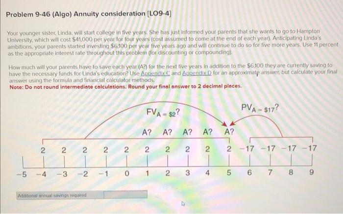 Solved Problem 9-46 (Algo) Annuity consideration [LO9-4] | Chegg.com