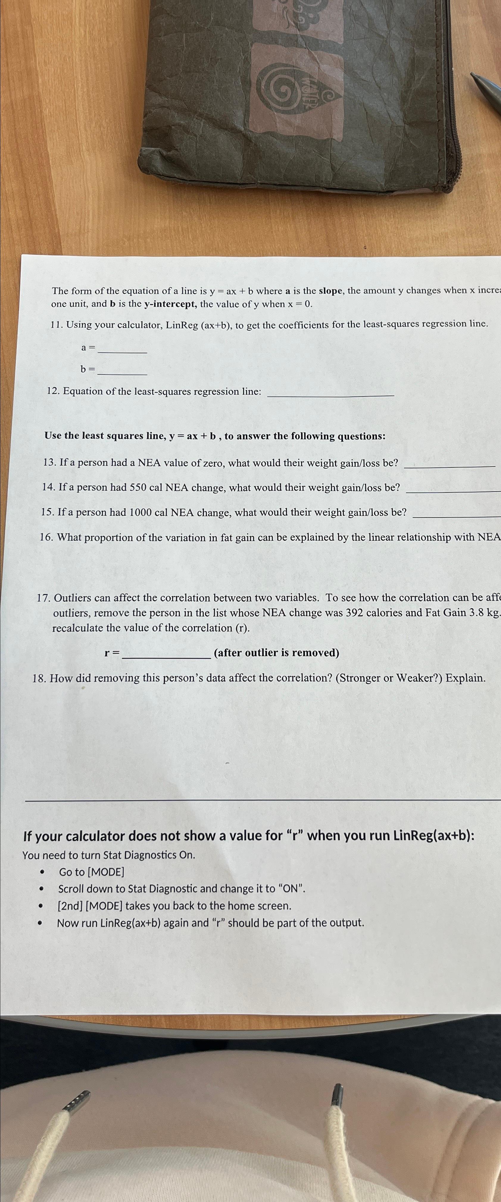 Solved The form of the equation of a line is y=ax+b ﻿where a | Chegg.com