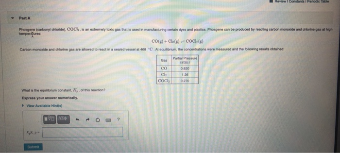Solved Calculating Equilibrium Constants P PI ter The | Chegg.com