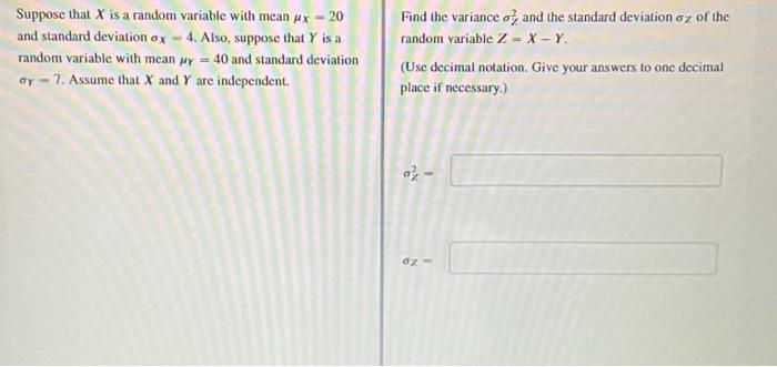 Solved HX- Suppose that X is a random variable with mean Xx | Chegg.com
