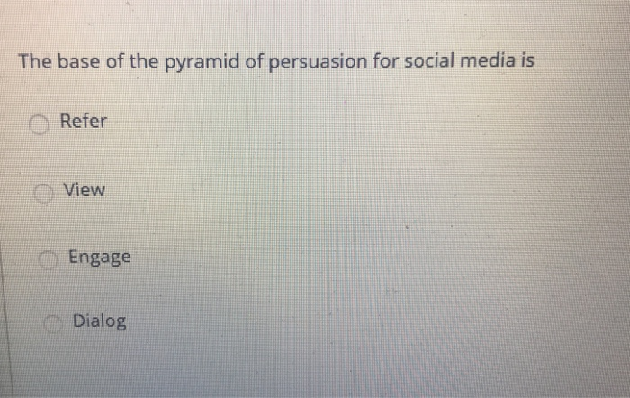 Solved The base of the pyramid of persuasion for social | Chegg.com