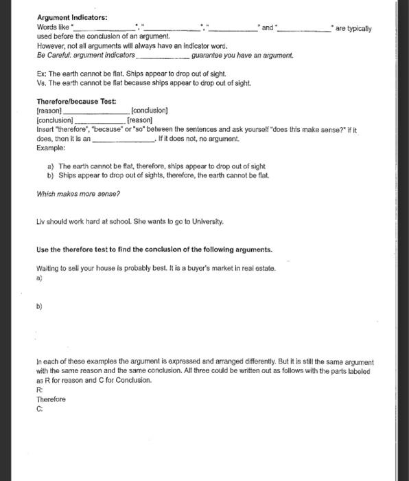 Identifying reasons and conclusions verbal | Chegg.com