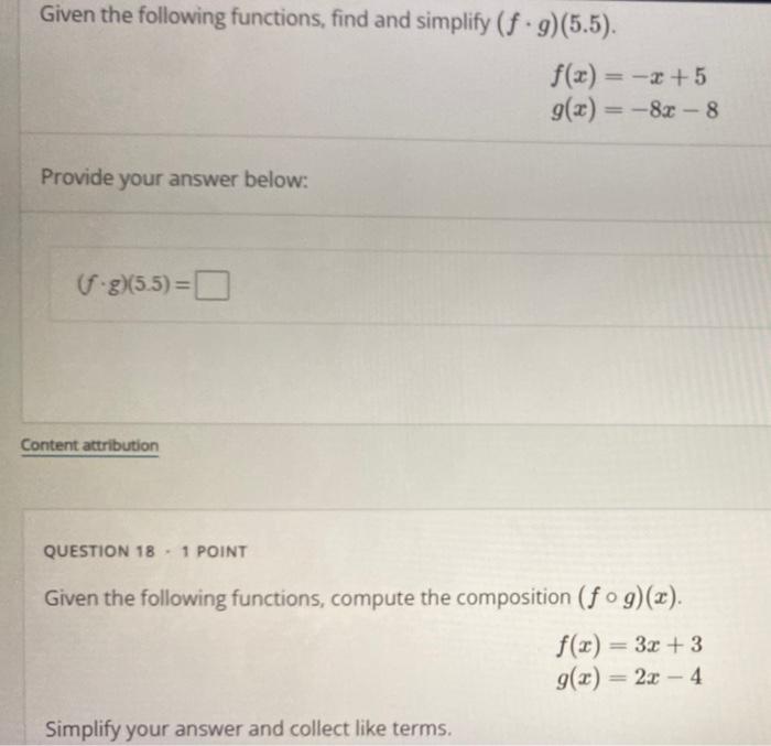 Solved Given the following functions, find and simplify | Chegg.com