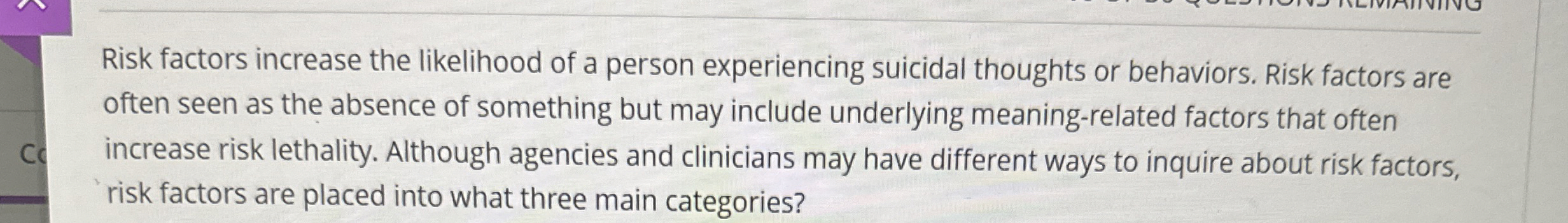 Solved Risk factors increase the likelihood of a person | Chegg.com