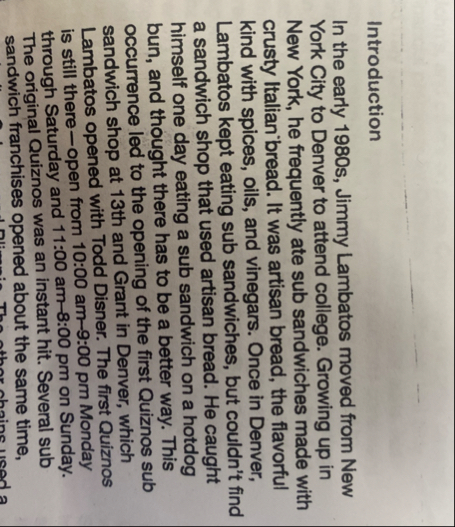 Solved IntroductionIn the early 1980s, ﻿Jimmy Lambatos moved | Chegg.com