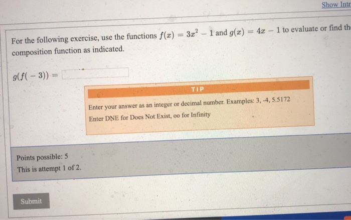Solved Show In For the following exercise, use the functions | Chegg.com