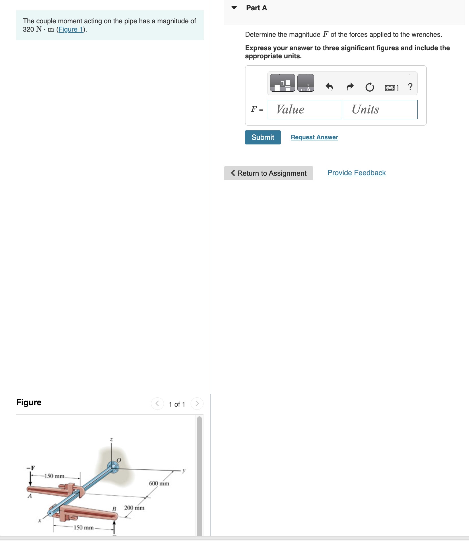 Solved The couple moment acting on the pipe has a magnitude | Chegg.com