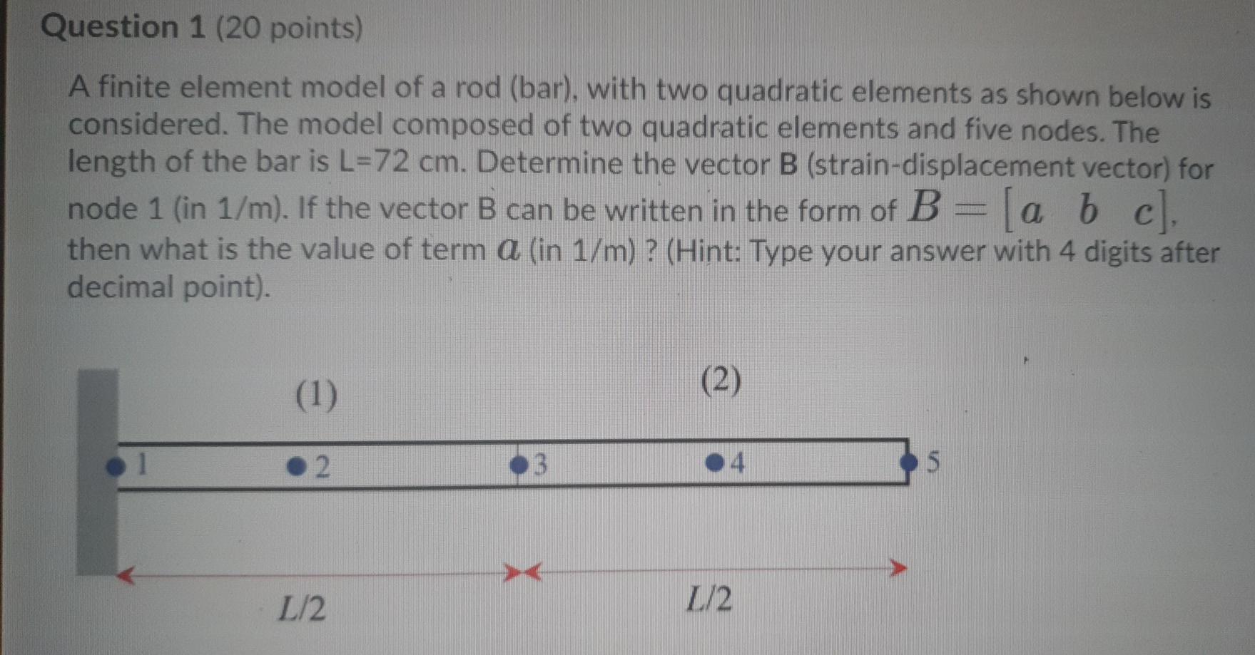 Solved Question 1 (20 points) A finite element model of a | Chegg.com