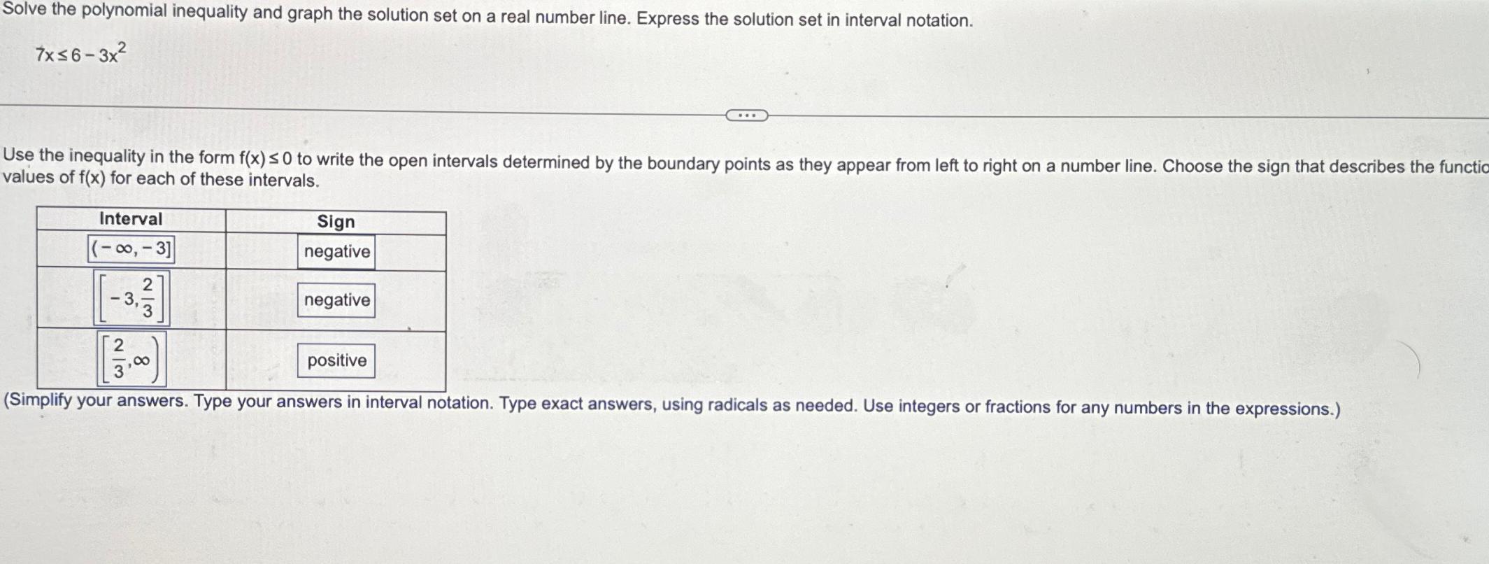 Solved Solve the polynomial inequality and graph the | Chegg.com