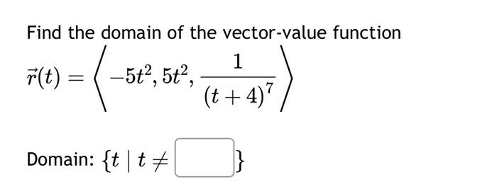 Solved Find the domain of the vector-value function | Chegg.com