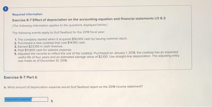 Solved Required information Exercise 6-7 Effect of | Chegg.com