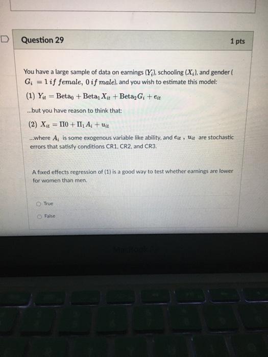 Solved Question 27 1 pts You have a large sample of data on | Chegg.com