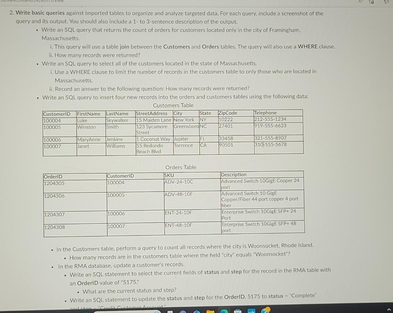 Solved Step One: Scenario You're working as a database | Chegg.com