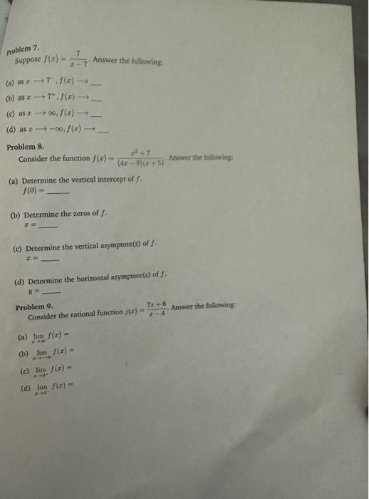 Solved problem 7. Suppose f(x)=x−77. Answer the following | Chegg.com