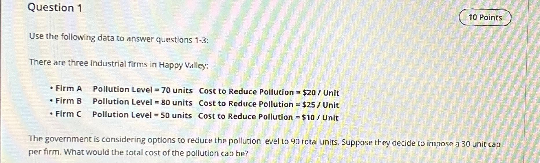 Solved Question 110 ﻿PointsUse the following data to answer | Chegg.com