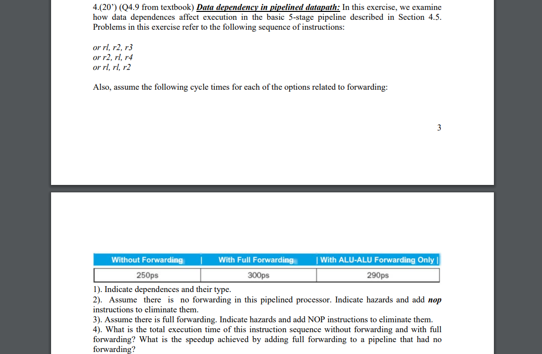 Solved 4.(20') (Q4.9 ﻿from textbook) ﻿Data dependencv in | Chegg.com