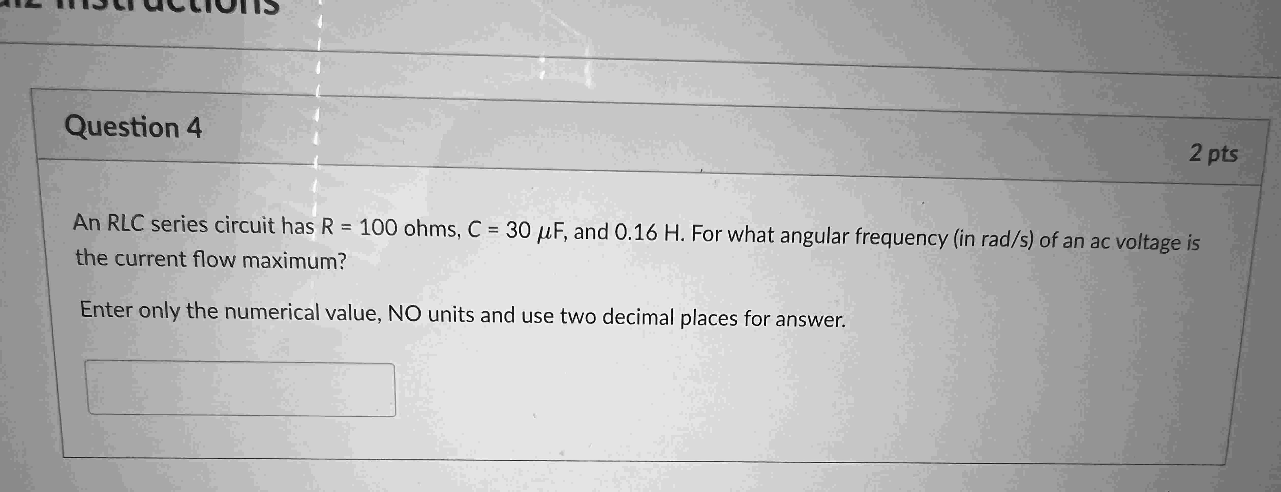 Solved Question 4An RLC series circuit has \( ﻿R=100 \) | Chegg.com