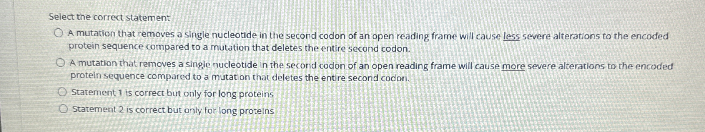 Solved Select the correct statementA mutation that removes a | Chegg.com