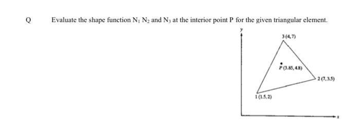 Solved Evaluate the shape function N1 N2 and N3 at the | Chegg.com