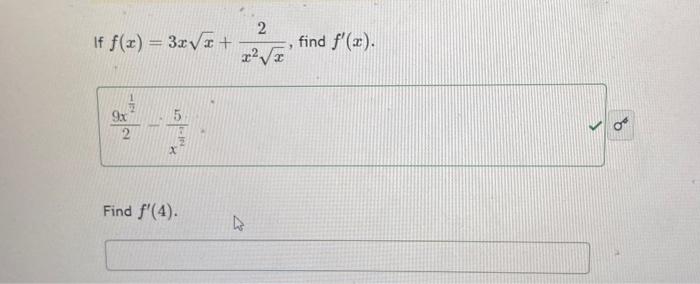 Solved If f(x)=3xx+x2x2, find f′(x) Find f′(4). | Chegg.com