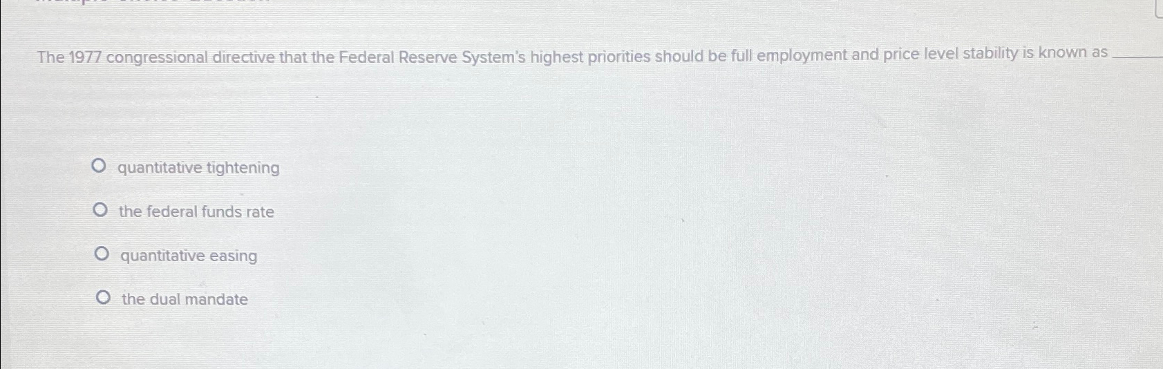 Solved The 1977 ﻿congressional directive that the Federal | Chegg.com