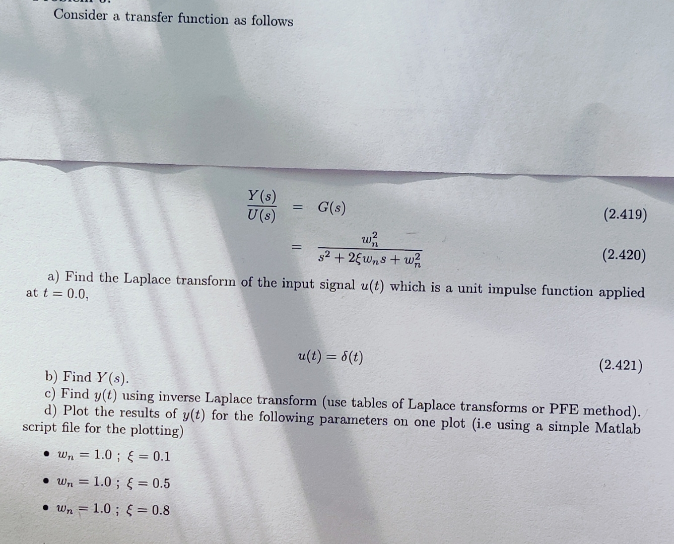 Solved Consider a transfer function as | Chegg.com