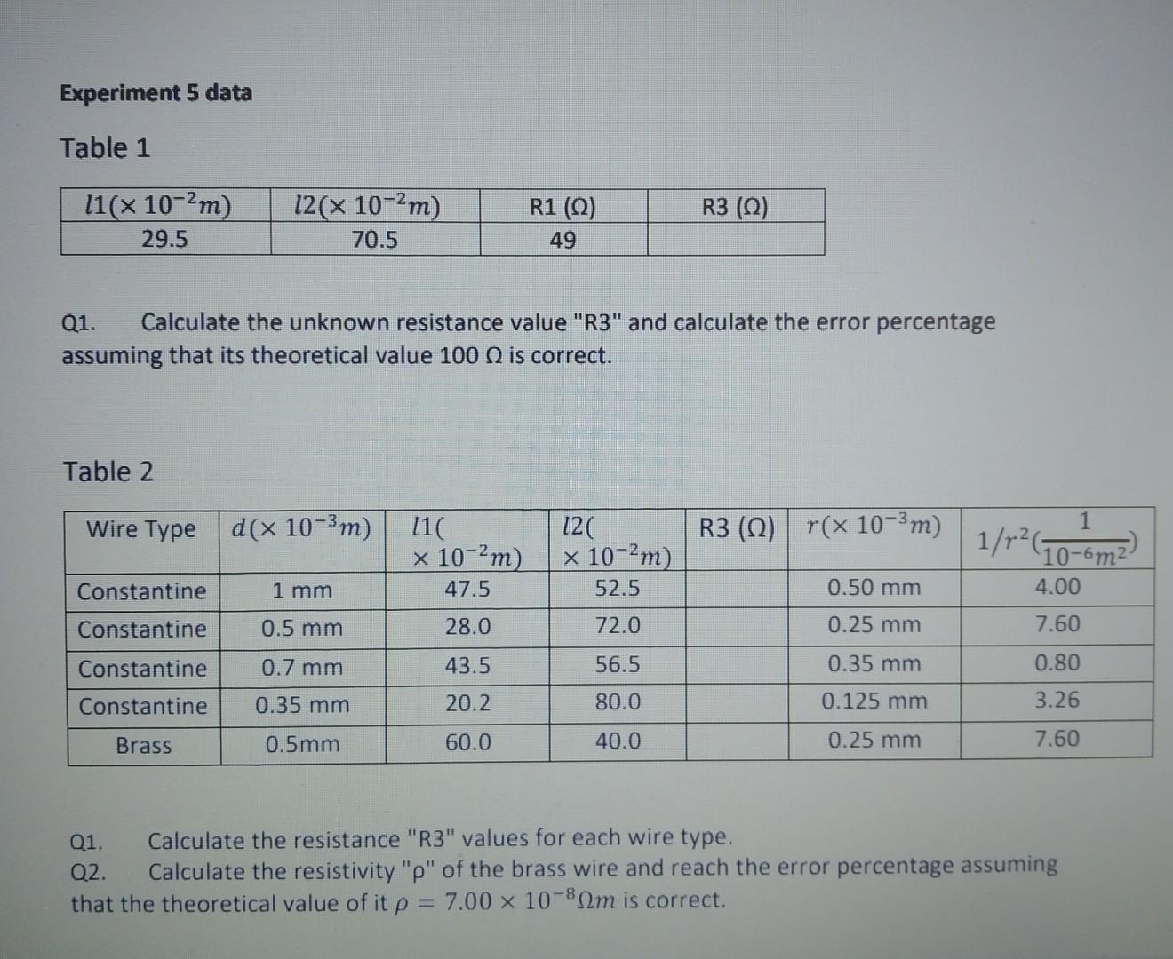 Solved Q1. Calculate the unknown resistance value "R3" and | Chegg.com