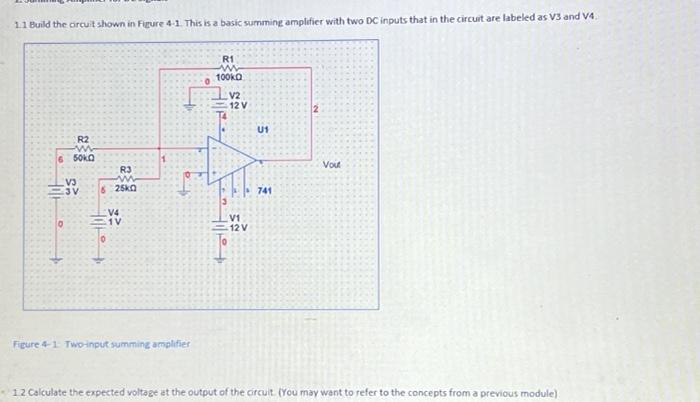 Solved 1.1 Build the circuit shown in Figure 4-1. This is a | Chegg.com