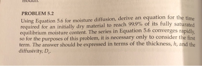 moaun. PROBLEM 5.2 equation for the time Using | Chegg.com