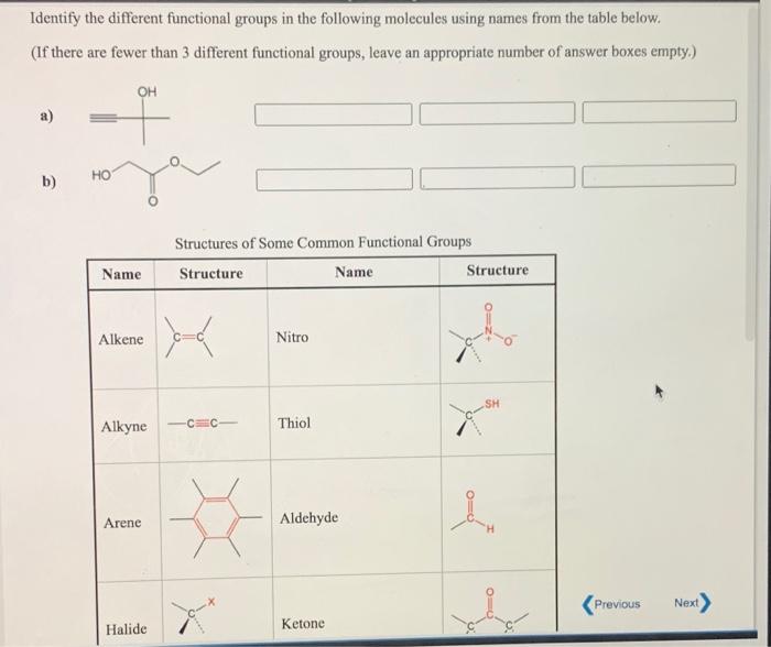 Solved Identify the different functional groups in the | Chegg.com