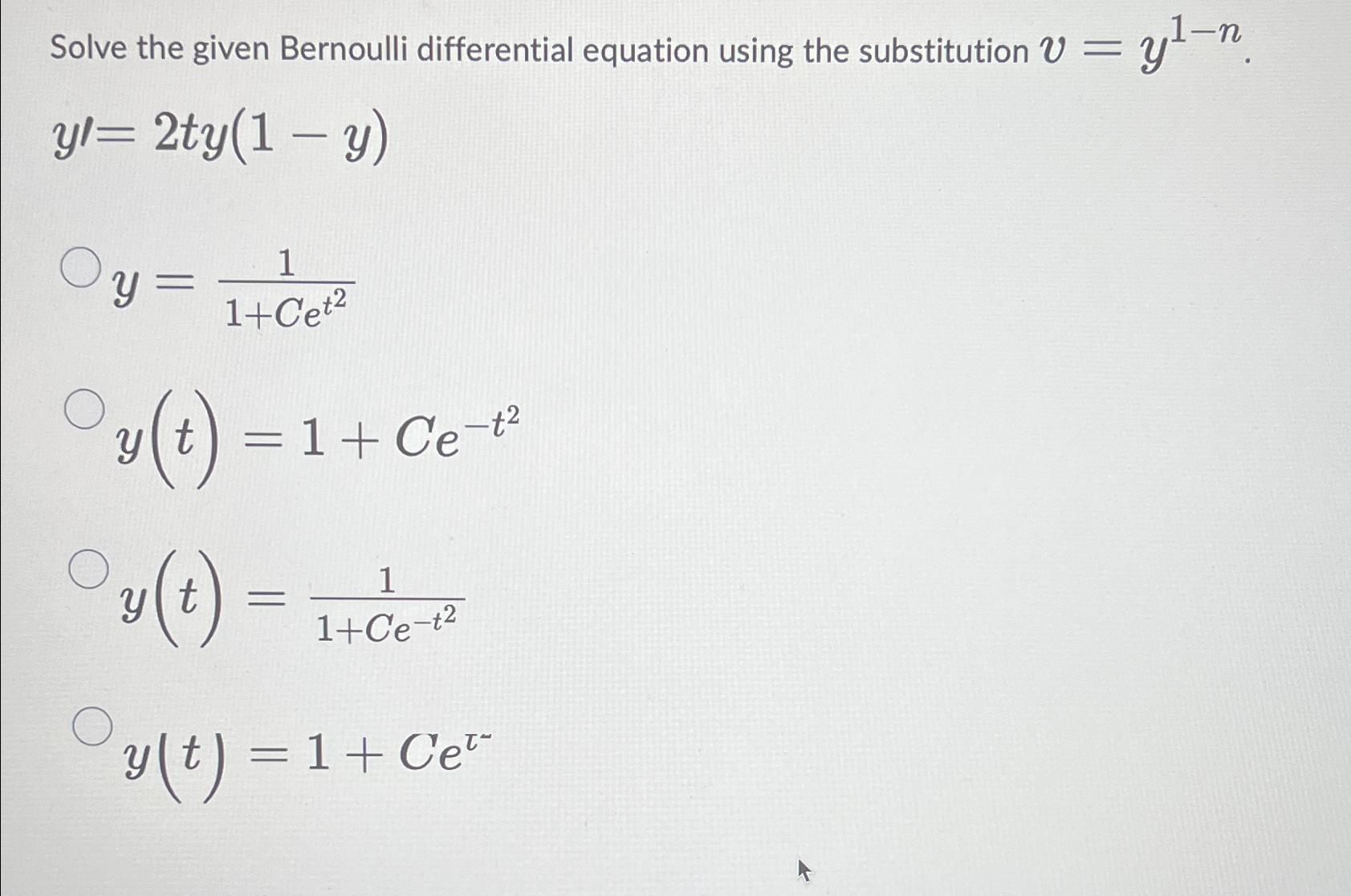 Solved Solve the given Bernoulli differential equation using | Chegg.com