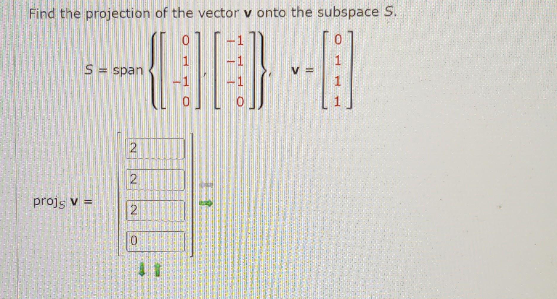 Solved Find the projection of the vector \\( \\mathbf{v} \\) | Chegg.com
