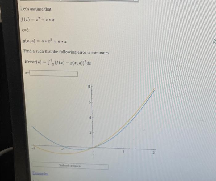 Solved Let's assume that f(x)=x2+c∗xc=8g(x,a)=a∗x2+a∗x Find | Chegg.com