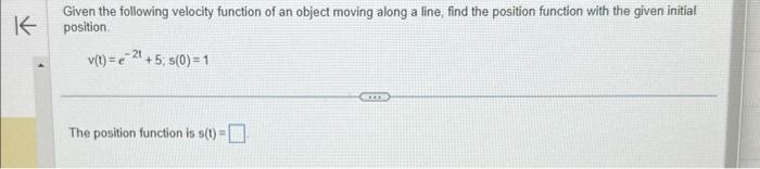 Solved Given the following velocity function of an object | Chegg.com