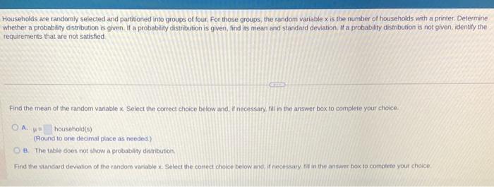 Households are randomly selected and partitioned into | Chegg.com