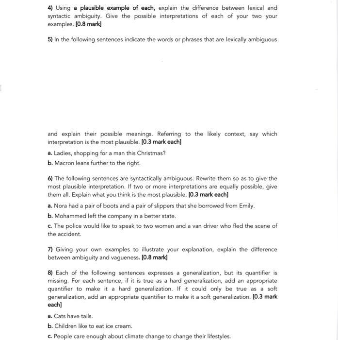 4) Using a plausible example of each, explain the | Chegg.com