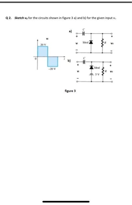 Solved Q2. Sketch vo for the circuits shown in figure 3 a) | Chegg.com