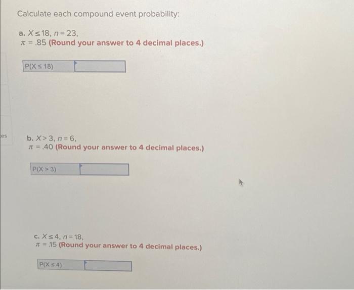 Solved Calculate each compound event probability: a. Xs18, | Chegg.com