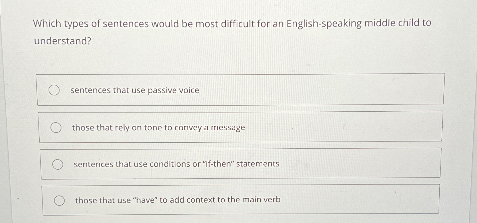 Solved Which types of sentences would be most difficult for | Chegg.com