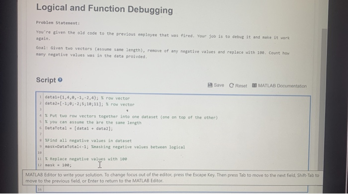 Solved Logical and Function Debugging Problem Statement : | Chegg.com