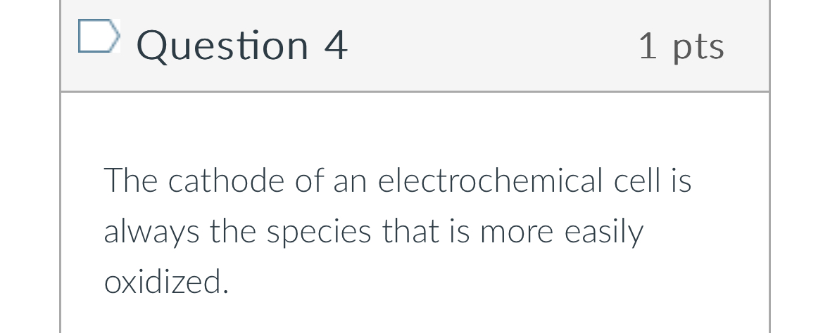 Solved Question 41 ﻿ptsThe cathode of an electrochemical | Chegg.com