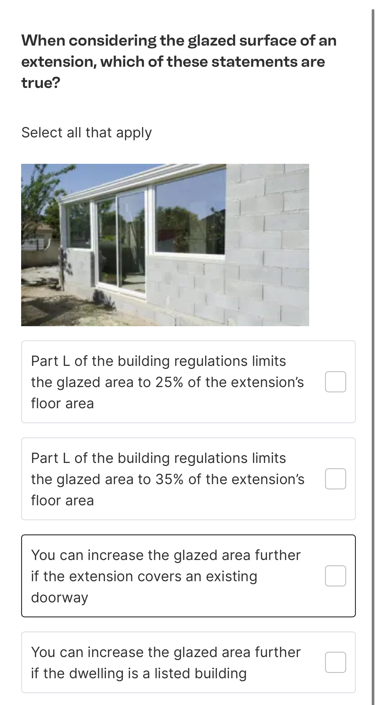 Solved When considering the glazed surface of an extension, | Chegg.com