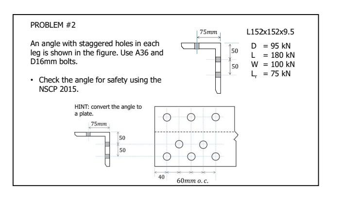 Solved PROBLEM #2 75mm 50 An angle with staggered holes in | Chegg.com
