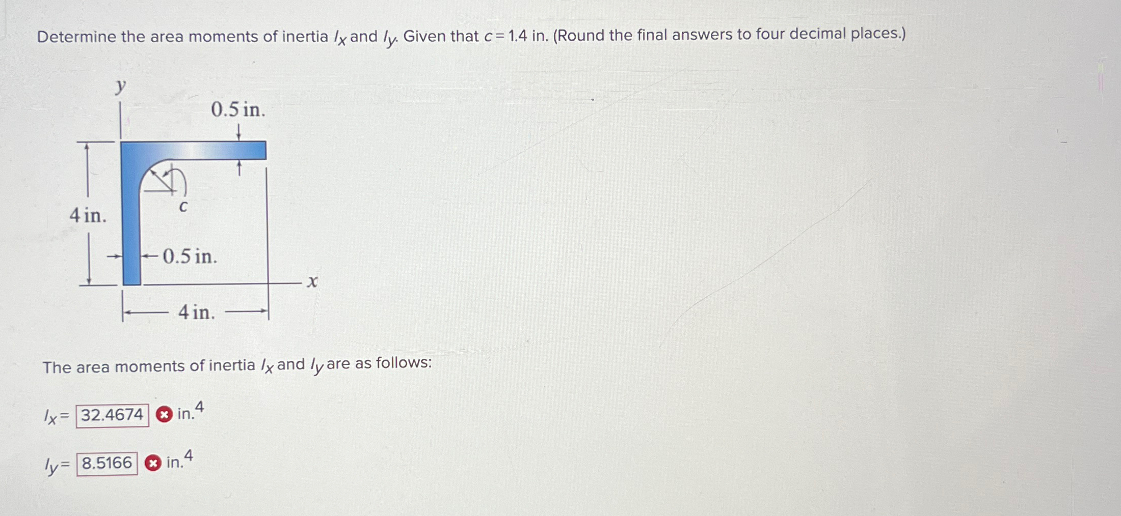Solved Determine the area moments of inertia Ix ﻿and Iy. | Chegg.com
