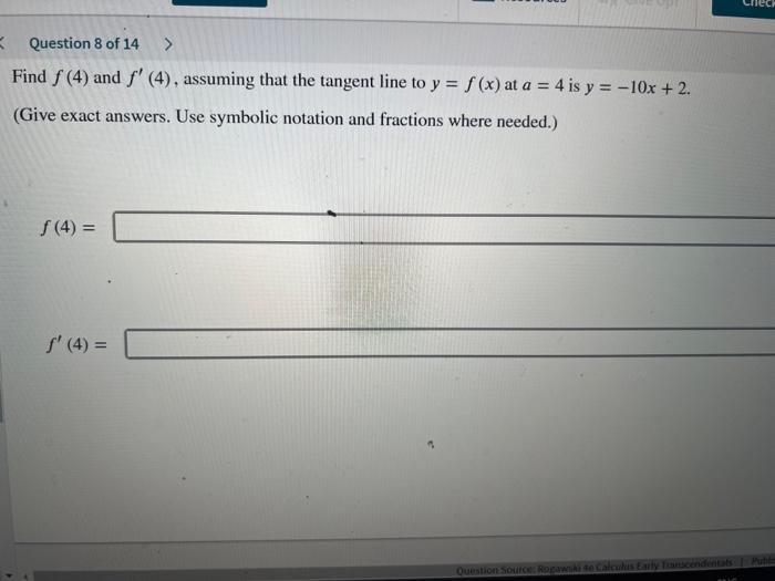 Solved Find a and b if an equation of the tangent line to | Chegg.com