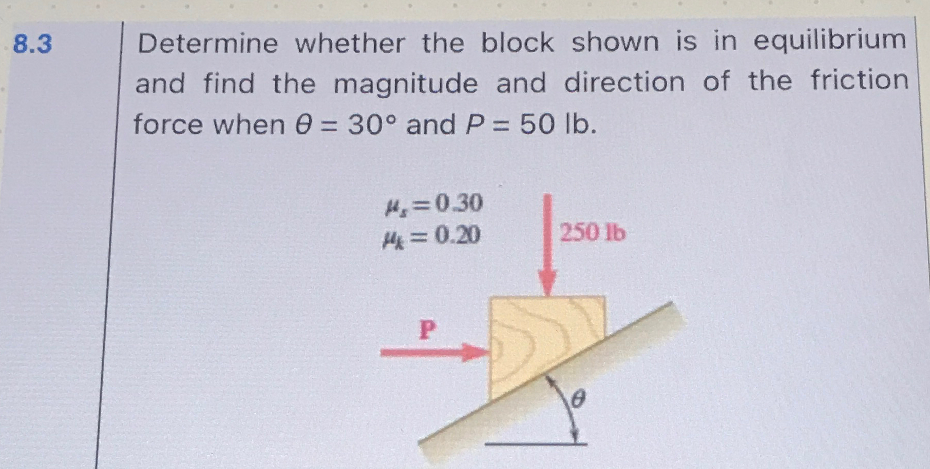 Solved 8.3Determine whether the block shown is in | Chegg.com