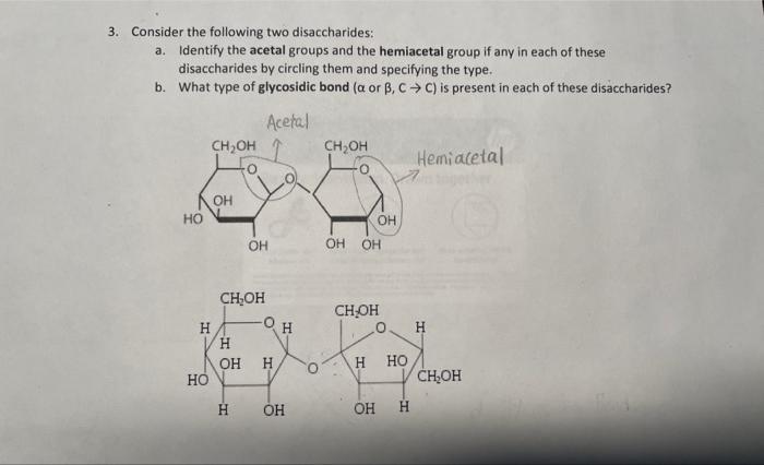 Solved 3. Consider the following two disaccharides: a. | Chegg.com