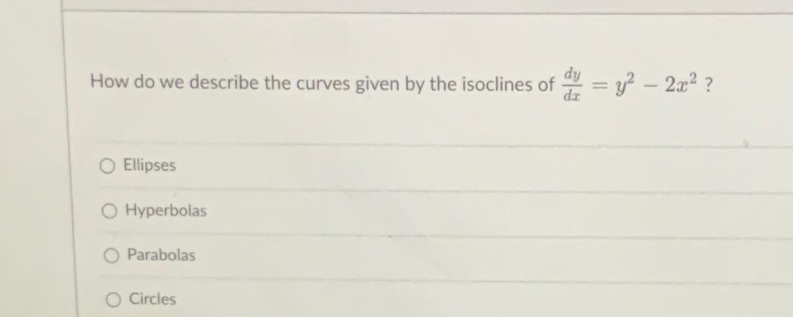 Solved How do we describe the curves given by the isoclines | Chegg.com