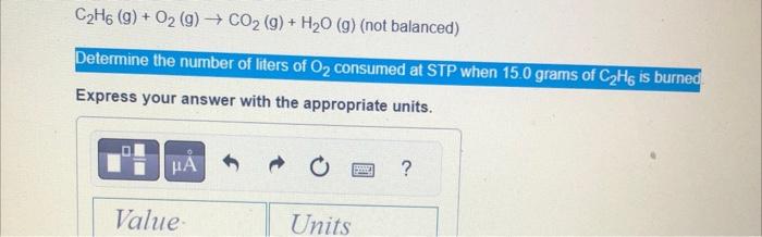 Solved C2H6( g)+O2( g)→CO2( g)+H2O(g) (not balanced) | Chegg.com