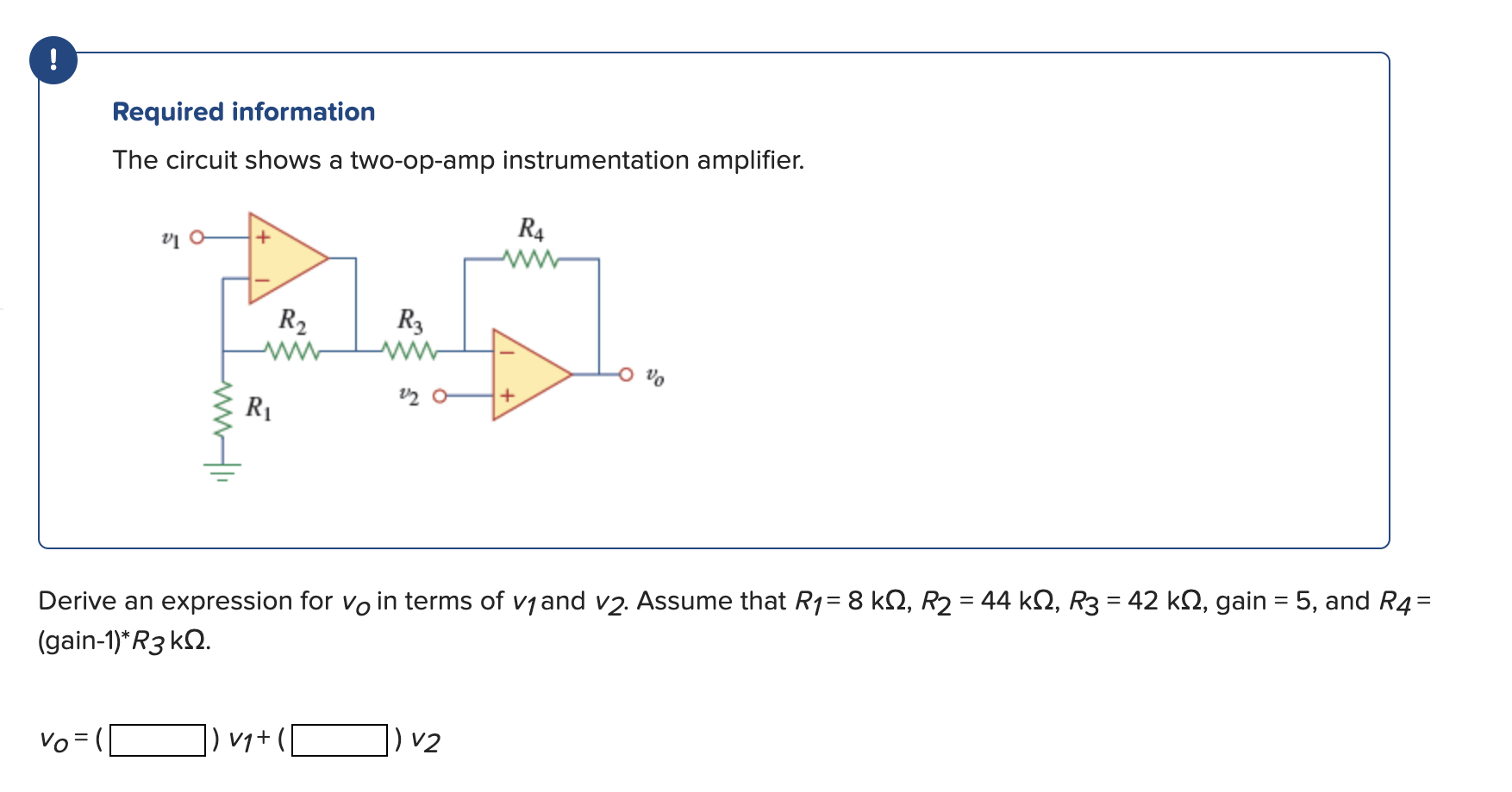 Solved !Required informationThe circuit shows a two-op-amp | Chegg.com